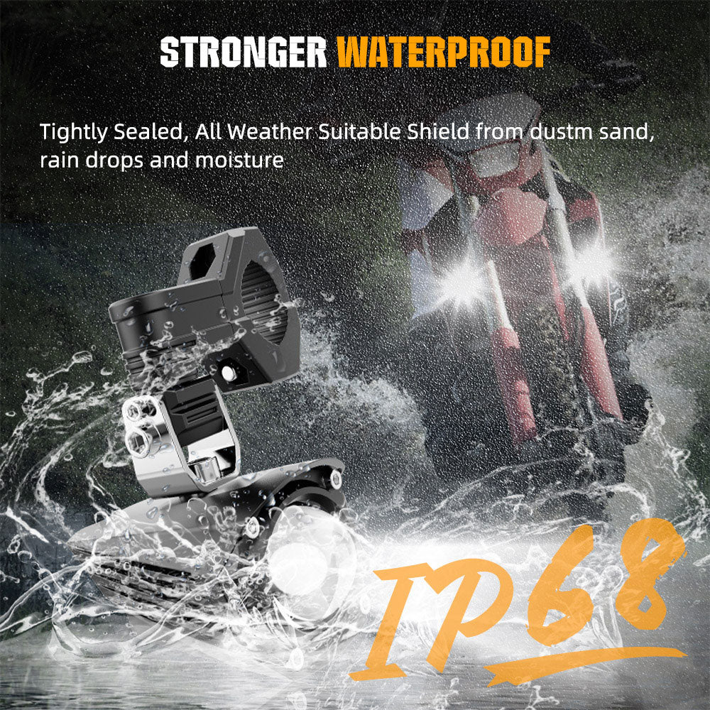 2inch MT Series Mini Motorcycle Lights With Wire Harness For 1inch Tub