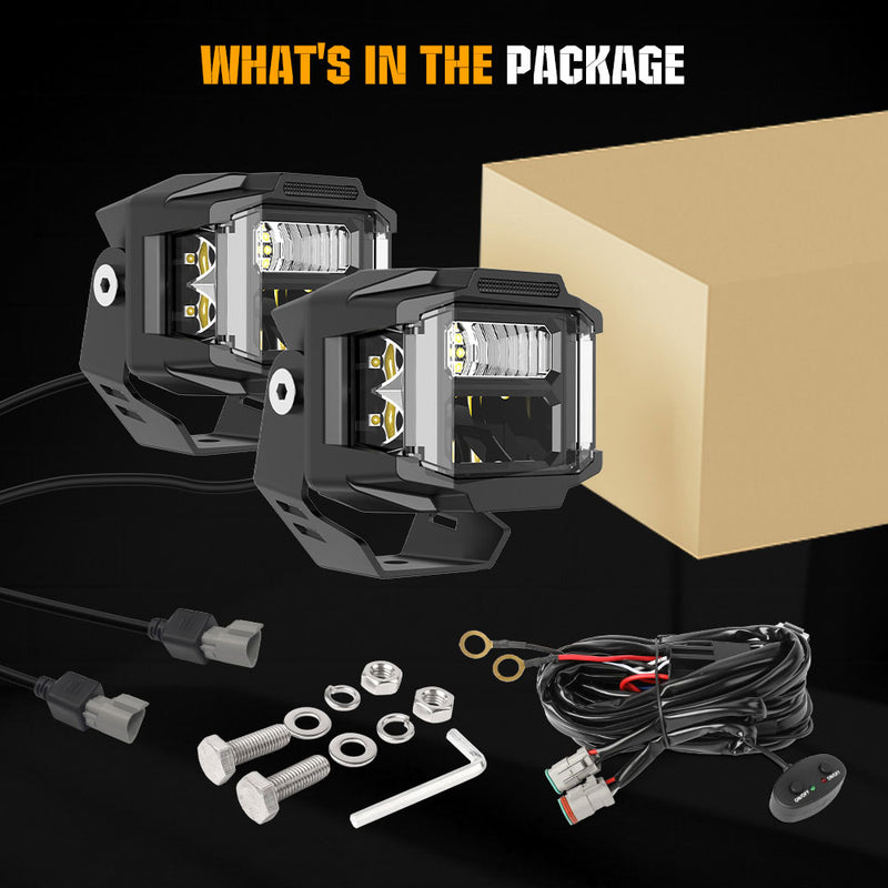 3inch V5 Series White Beam Side Shooter Led Light Pods With White DRL(