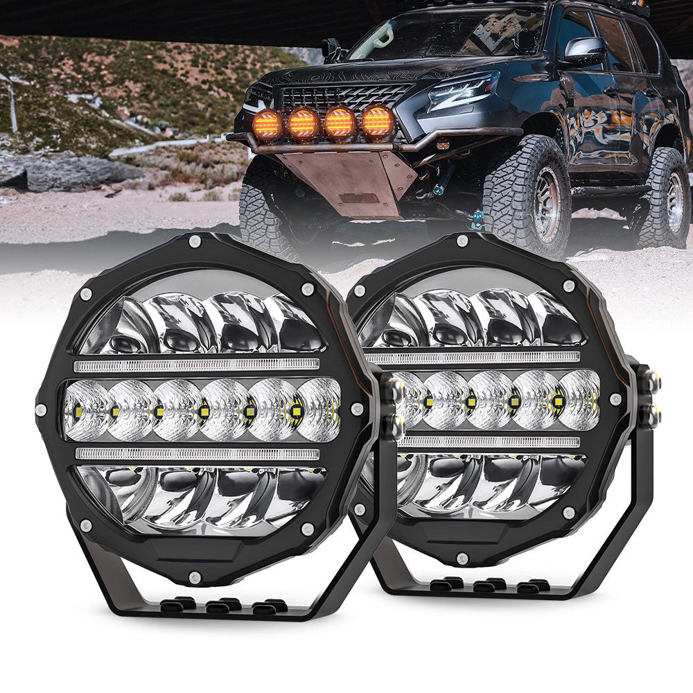 7inch Round L5 Series Offroad LED Driving Light With White&Yellow DRLs