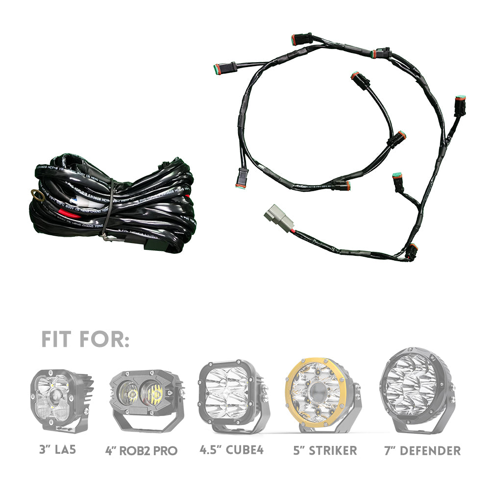 DT 2Pin Splitter Wire Harness Kit For 4/5/6/7/8/9/10 Lamps