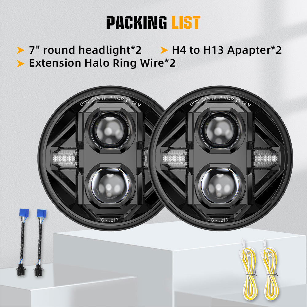 New 7inch Dot Approved Round Led Headlights With Cutoff Line(Set/2pcs)