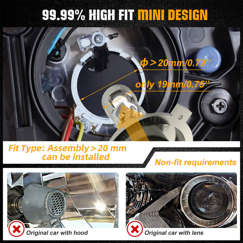 New Y12 Series H4/9003/HB2 Mini Projector LHD Mode Led Headlight Bulbs